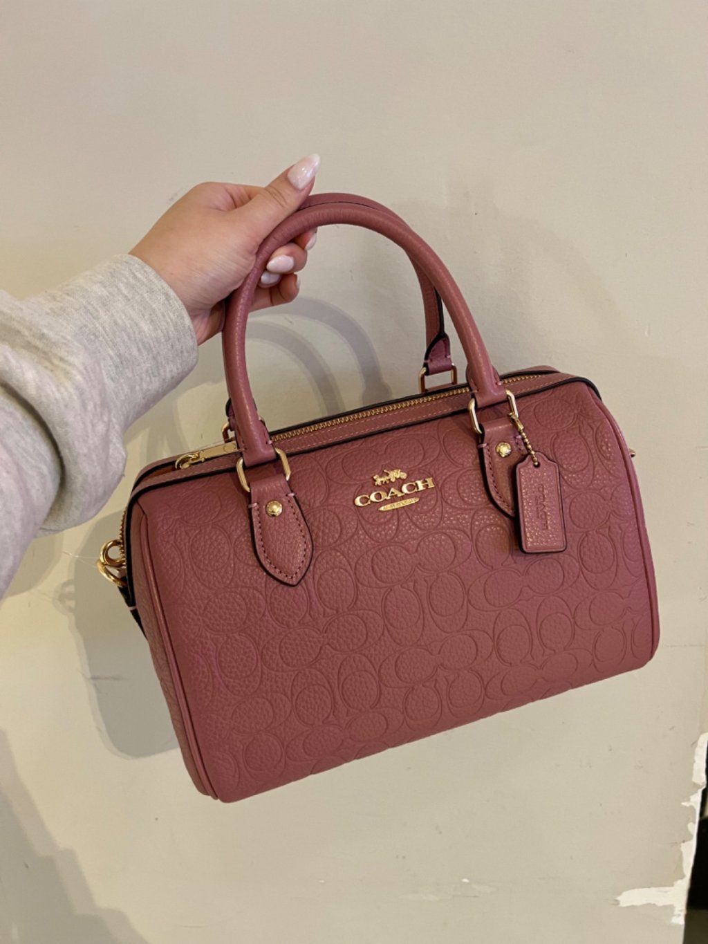 Coach pink textured Rowan standard - 陳記美加代購