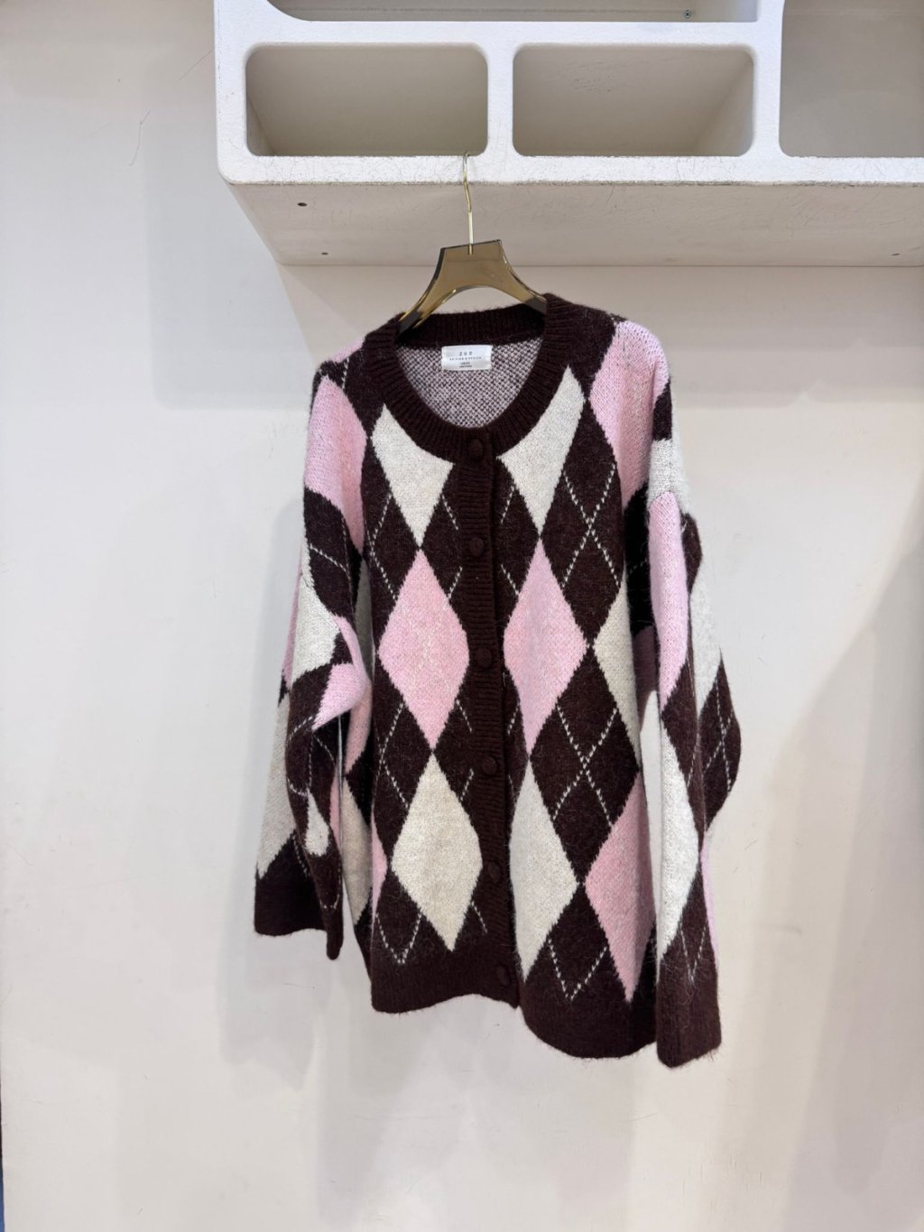 🇰🇷LK29 菱格紋排鈕冷衫 - MOS SHOP