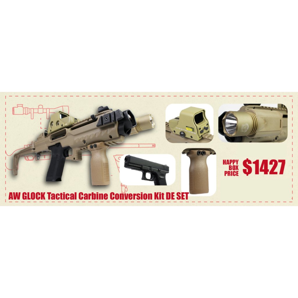 AW GLOCK Tactical Carbine Conversion Kit DE SET w/ G17 G5 BK - Gun Mall ...